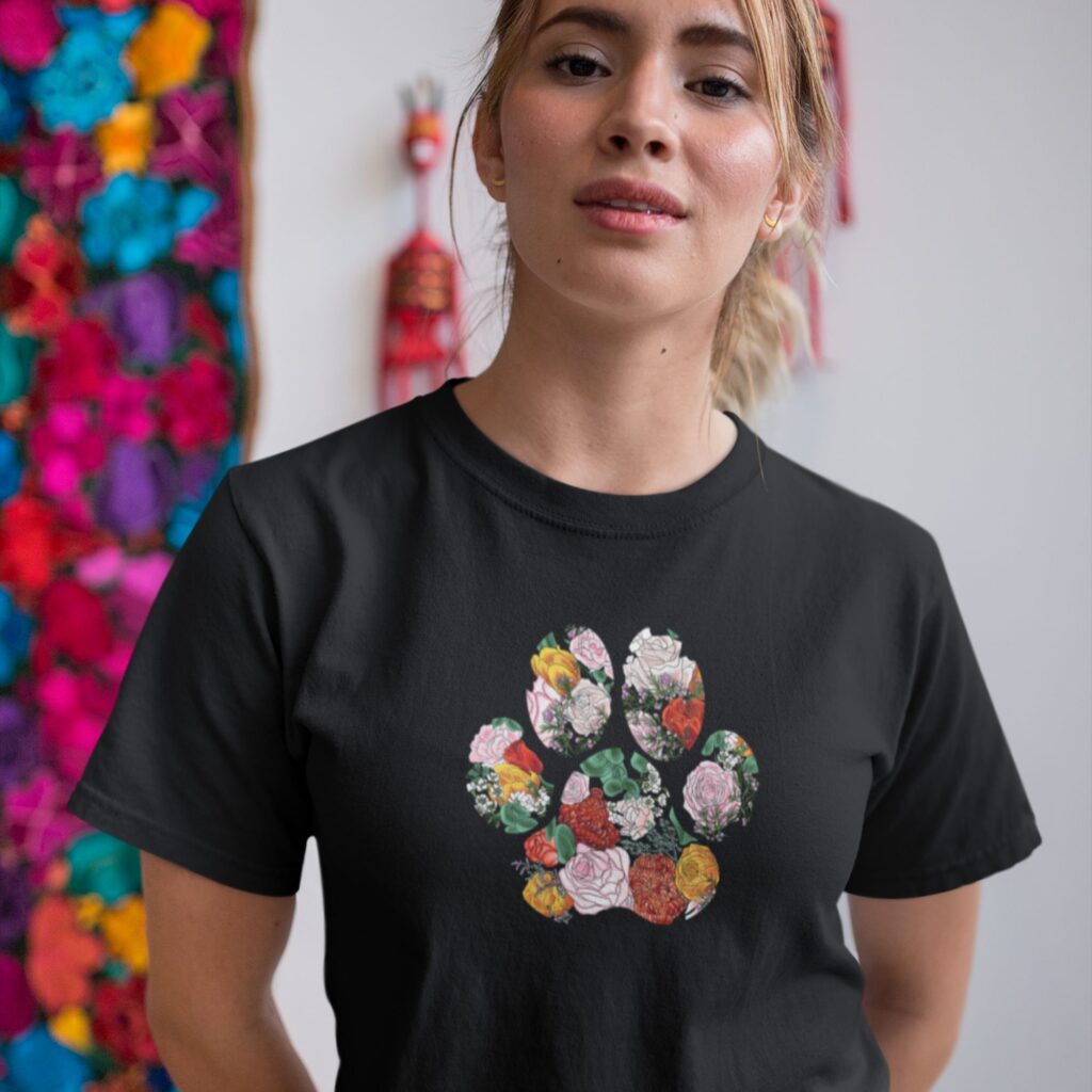 Paw Flowers Short Sleeve Cotton Tshirt – BigDogsCloset