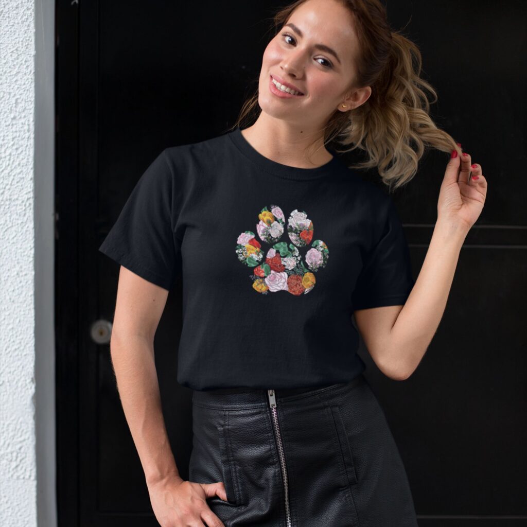 Paw Flowers Short Sleeve Cotton Tshirt – BigDogsCloset