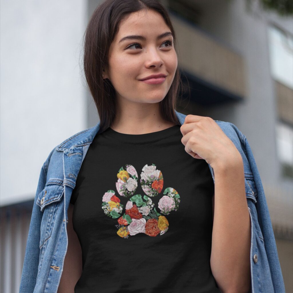 Paw Flowers Short Sleeve Cotton Tshirt – BigDogsCloset