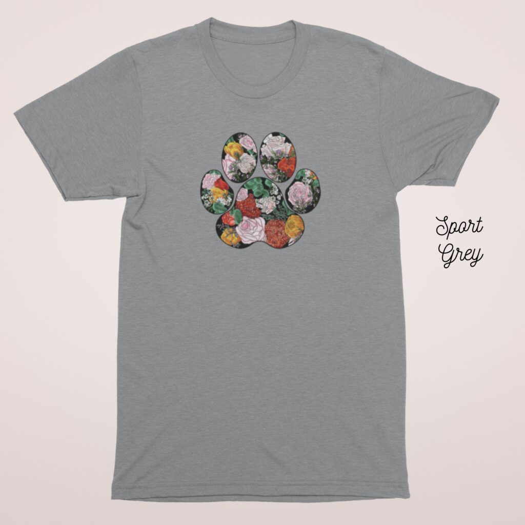 Paw Flowers Short Sleeve Cotton Tshirt – BigDogsCloset