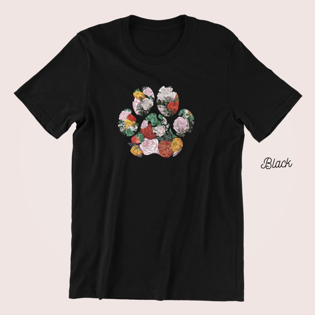 Paw Flowers Short Sleeve Cotton Tshirt – BigDogsCloset